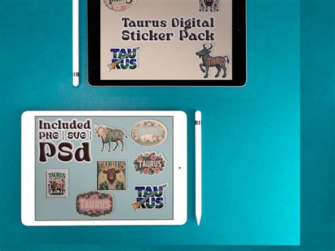Taurus Digital Sticker Set Graphic By Cosmically Created · Creative Fabrica
