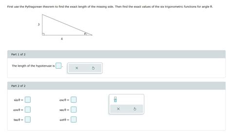 Solved First Use The Pythagorean Theorem To Find The Exact Chegg Com