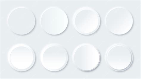 Premium Vector Neumorphism Round Button Design Vector Set White Paper Frames Blank Labels