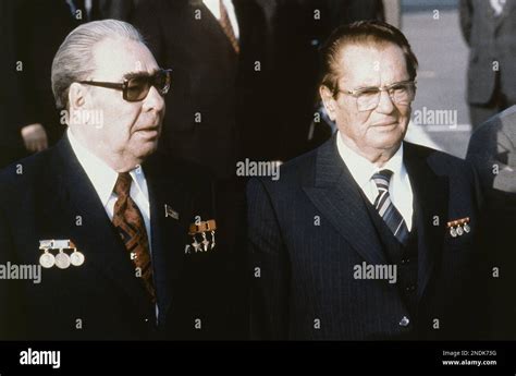 Yugoslavias President Josip Broz Tito Right With Soviet Leader