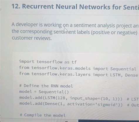 12 Recurrent Neural Networks For Senti A Developer Is Working On A Sentiment Analysis Project