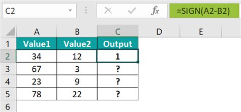 sign excel function formula example how to use