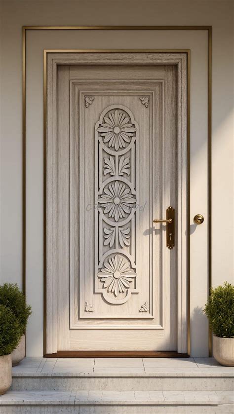 Hand Carved Classic Floral Design Wooden Door Etsy
