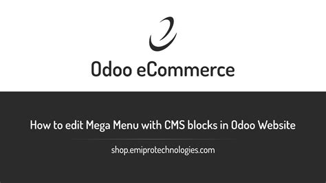 Odoo Ecommerce How To Edit Mega Menu With Cms Blocks Youtube