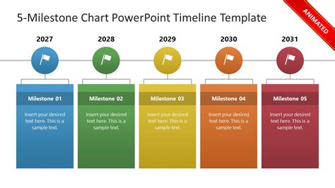 5 Milestone Chart Powerpoint Timeline Template