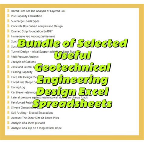 Bundle Of Selected Useful Geotechnical Engineering Design Excel