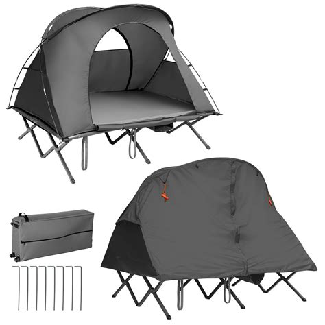 Gymax 2 Person Outdoor Camping Tent Cot Elevated Compact Tent Set W