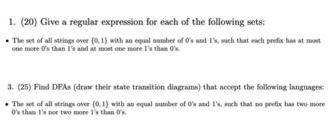 Get Answer 1 20 Give A Regular Expression For Each Of The