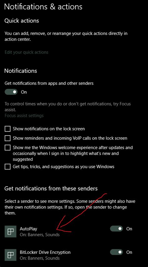 In Windows 10 Allow Notifications To Appear In The Notifications Bar But Disable Them From