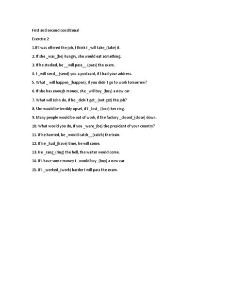First And Second Conditional Exercices Pdf