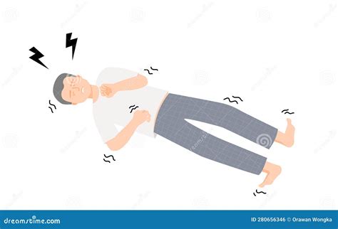 Isolated Of A Man With Epileptic Seizure Hand Draw Flat Vector