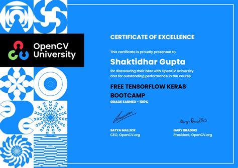 Tensorflow Free Tensorflow Keras Bootcamp Certificate Opencv