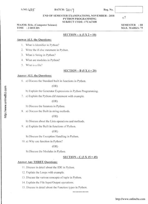 Bsc 3 Sem Cs Python Programming Nov 2018 S·48s Batch 201 R~no Il