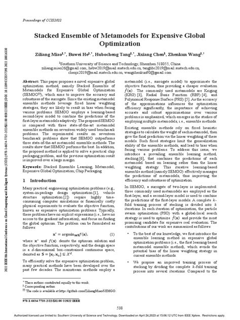 苗子良 Stacked Ensemble Of Metamodels For Expensive Global Optimization