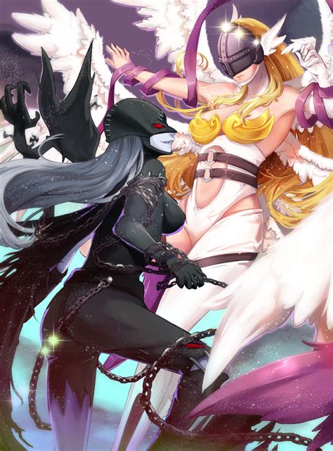 Angewomon And Ladydevimon Digimon And More Drawn By Zoueru Danbooru