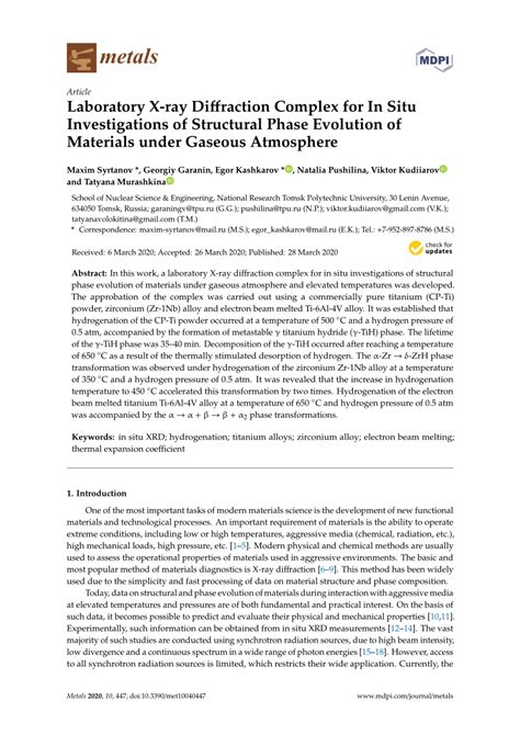 Pdf Laboratory X Ray Diffraction Complex For In Situ Investigations Of Structural Phase