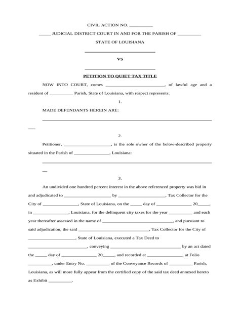 Louisiana Quiet Title Form Pre Built Template Airslate Signnow