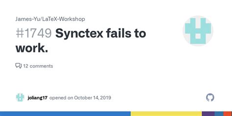 Synctex Fails To Work · Issue 1749 · James Yulatex Workshop · Github
