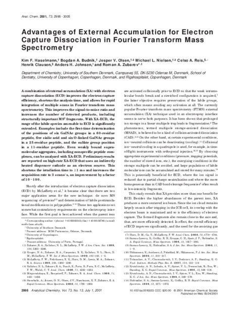 Pdf Advantages Of External Accumulation For Electron Capture Dissociation In Fourier Transform
