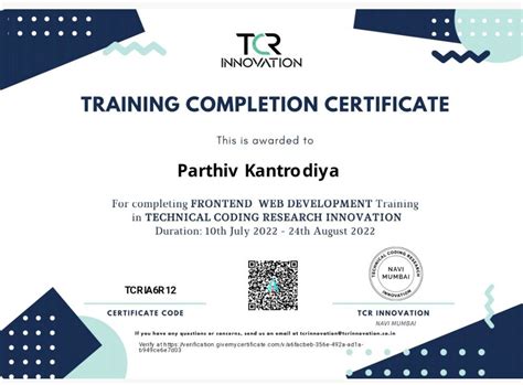 Parthiv Kantrodiya On Linkedin Fewd Certificate