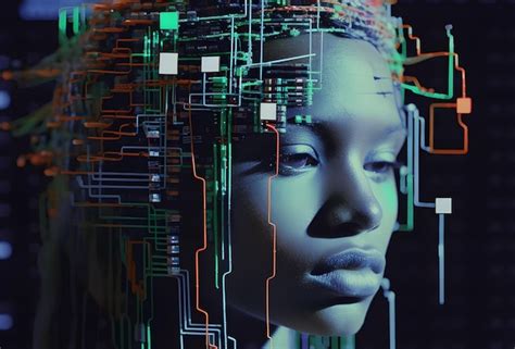 Premium Photo A Womans Face Is Shown With A Digital Display Of Numbers And Symbols