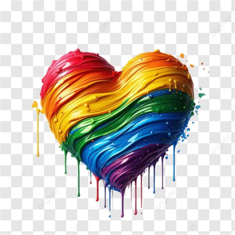 사랑과 다양성의 생생한 상징인 검정색 배경에 화려한 페인트로 칠해진 무지개 하트 컬러풀하게 칠해진 무지개 하트 검정색 배경에 페인트 키자르 칸 Png 일러스트 및