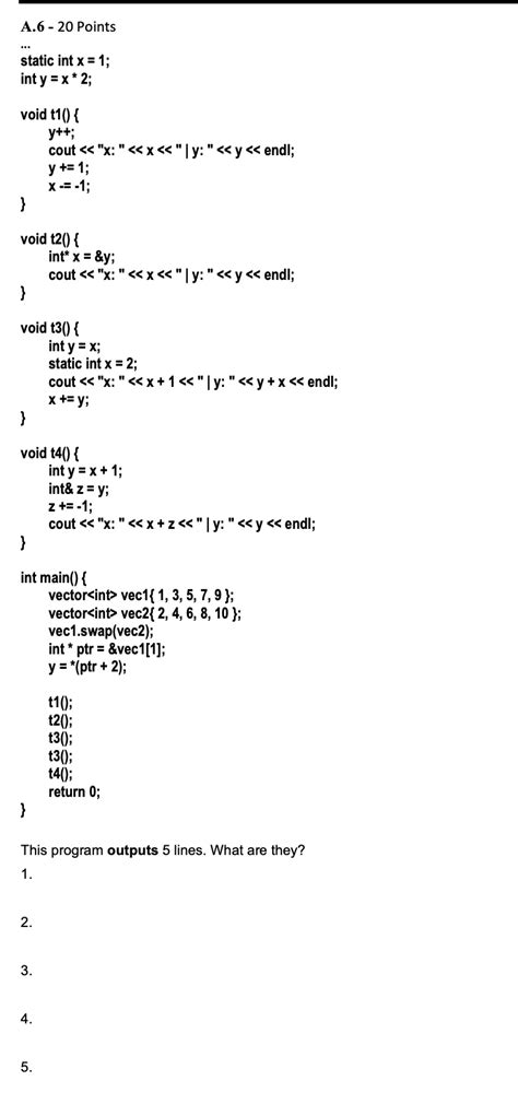 Solved Static Int X 1 Int Y X 2 Void T1