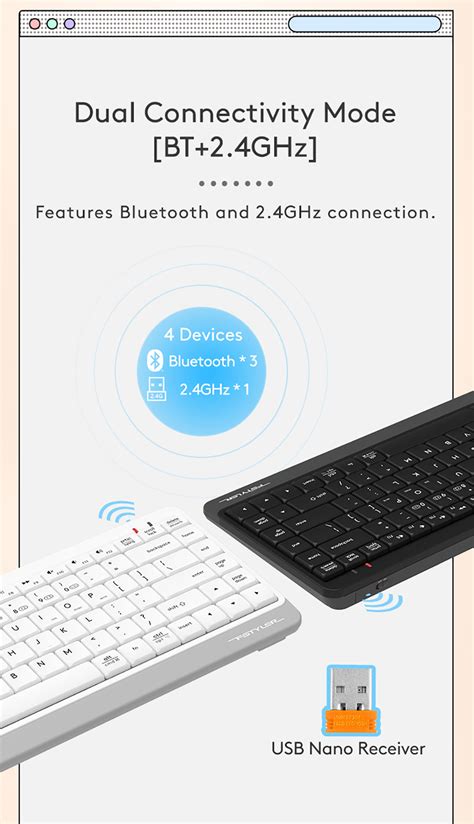 A4Tech FBK11 Wireless Keyboard Bluetooth 2 4G Wireless Pair Up To 4 Devices Multimedia