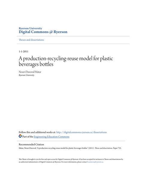 A Production Recycling Reuse Model For Plastic Beverages Bottles Pdf