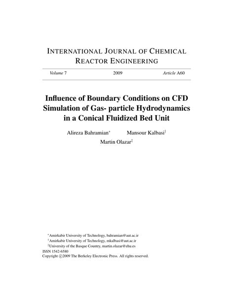 Pdf Influence Of Boundary Conditions On Cfd Simulation Of Gas