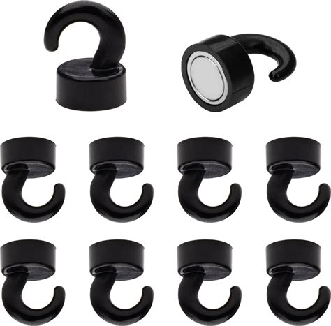 Jp マグネットフック 強力 10個セット ブラック 直径12mm 強力磁石 フック マグネットフック ミニ 収納
