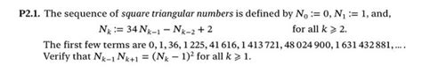 Solved 2 1 The Sequence Of Square Triangular Numbers Is