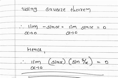 [solved] using squeeze theorem solve limit x 0 sin x sin 1 x