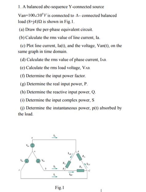 solved 1 a balanced abc sequence y connected source