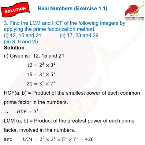 Find The Lcm And Hcf Of The Following Integers By Applying The Prime