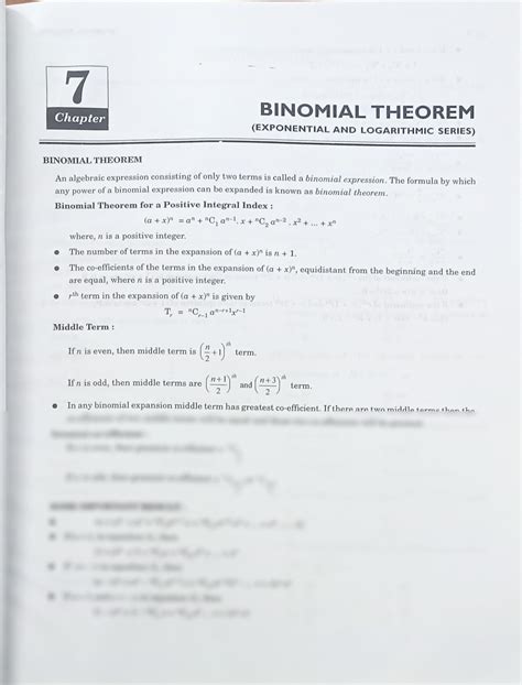 SOLUTION Binomial Theorem Maths Notes Studypool