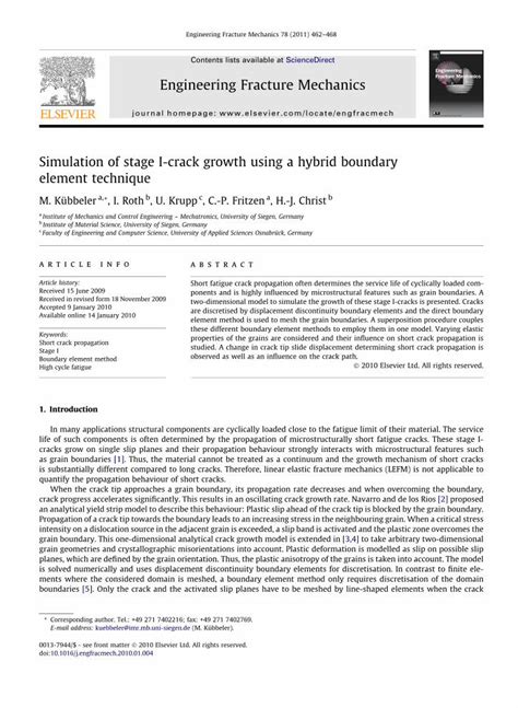 Pdf Simulation Of Stage I Crack Growth Using A Hybrid Boundary Element Technique Dokumentips