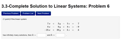 Solved 33 Complete Solution To Linear Systems Problem 6