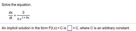 solved solve the equation implicit solution in the form