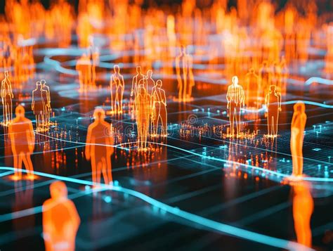 An Abstract Representation Of Digital Human Figures Signaling Advancements In Connectivity And