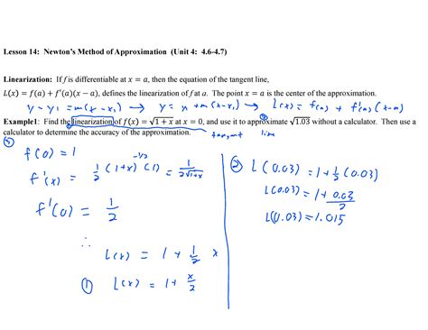 lesson 14 linearization newton lhopital lesson 14 newton s method