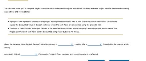 solved 5 understanding the irr and npv the net present