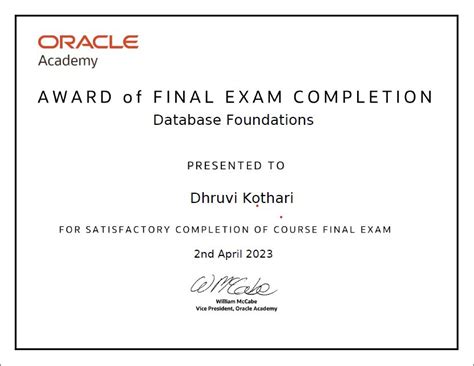 Dhruvi Kothari On Linkedin Oracleacademy Databasefoundations