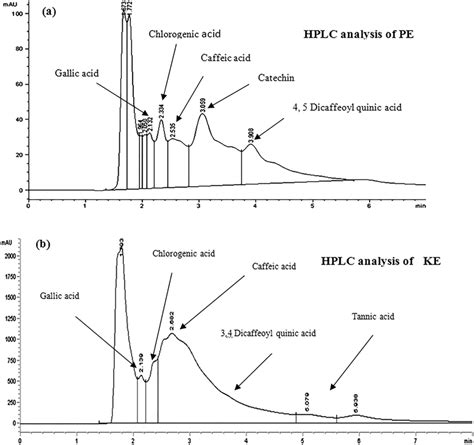 Hplc Analysis Of Polyphenolic Compounds In Pe And Ke A And B Download Scientific Diagram