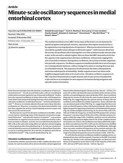 Pdf Minute Scale Oscillatory Sequences In Medial Entorhinal Cortex