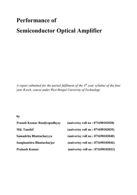 Performance Of Semiconductor Optical Amplifier Pdf