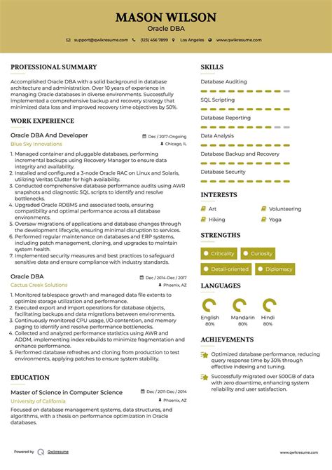 10 Oracle Dba Resume Samples And Templates For 2025