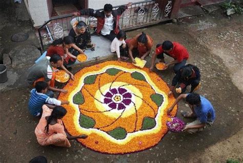Pookolam Happy Onam Onam Pookalam Design India Holidays
