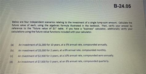 below are four independent scenarios relating to the