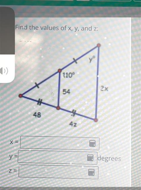 Solved Find The Values Of X Y And Z Chegg Com